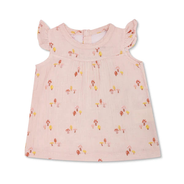 Muslin Flutter Sleeve Dress - Mini Mushroom – Nanne&Nicky Co.